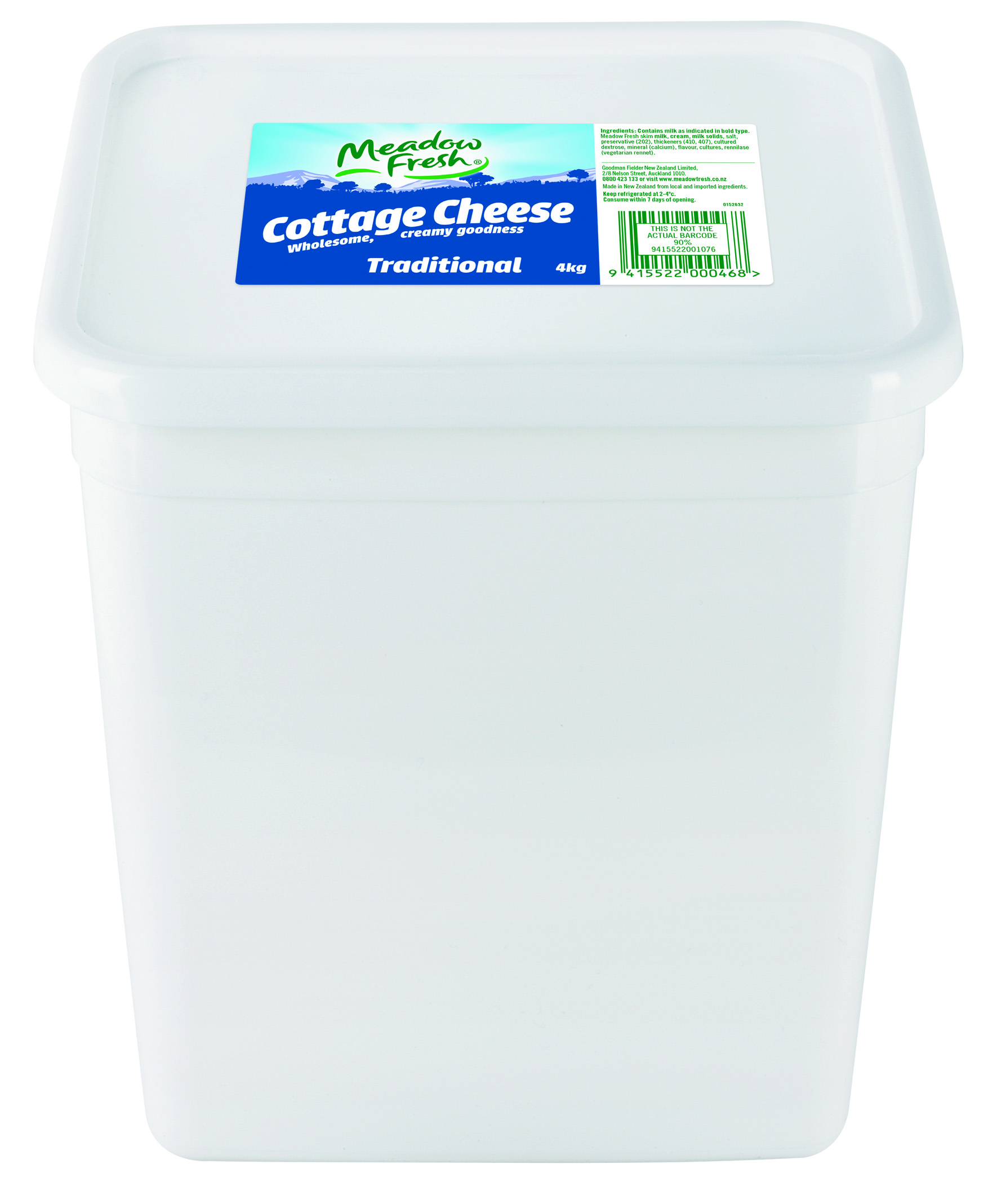 CHEESE COTTAGE ORIGINAL MEADOWFRESH (3) 4KG TUB - Northern Foods