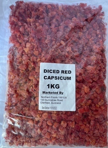CAPSICUM RED DICED 1KG PKT - Northern Foods