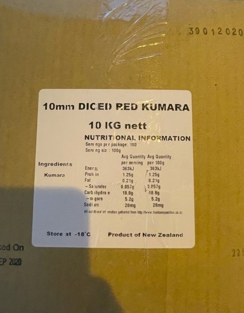 KUMARA RED DICED BLANCHED 15MM 10KG CTN - Northern Foods